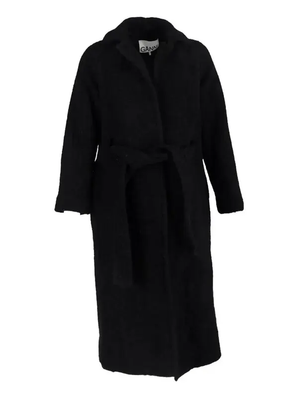 GANNI Belted Coat - Black