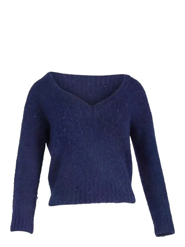 REFORMATION Deep V-neck Alpaca Sweater - Blue