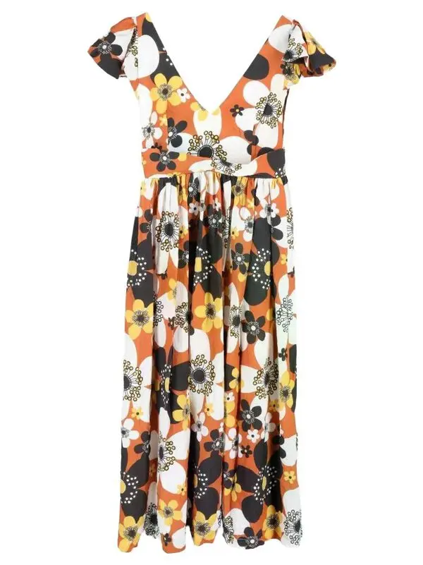 Dodo Bar Or Floral-print Midi Dress - Brown