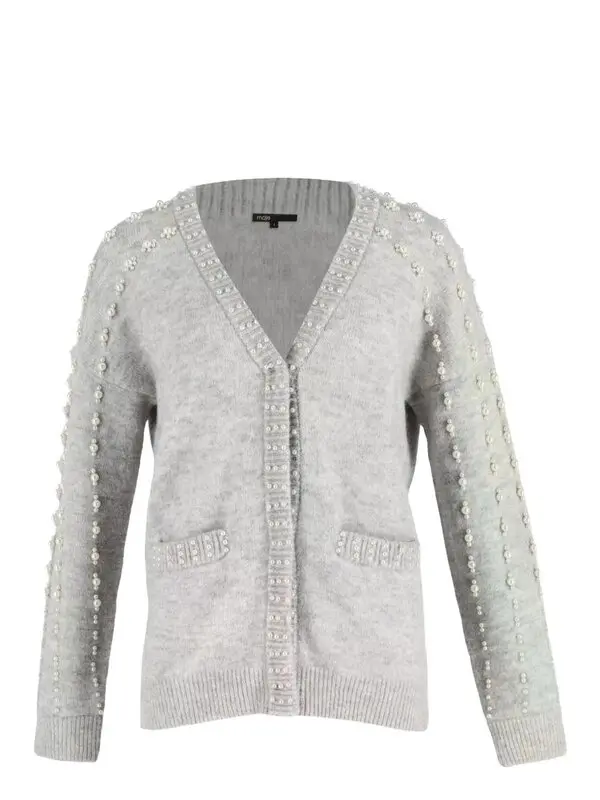 Maje Embellished Pocket Cardigan - Grey