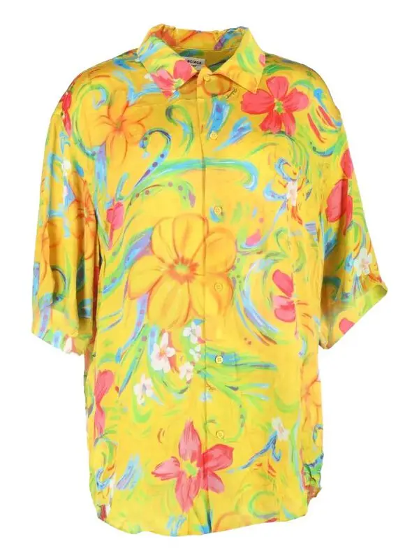 Balenciaga Floral-printed Silk Shirt - Yellow