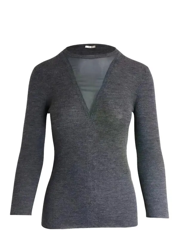 Celine Sheer Panel Long-sleeve Top - Grey