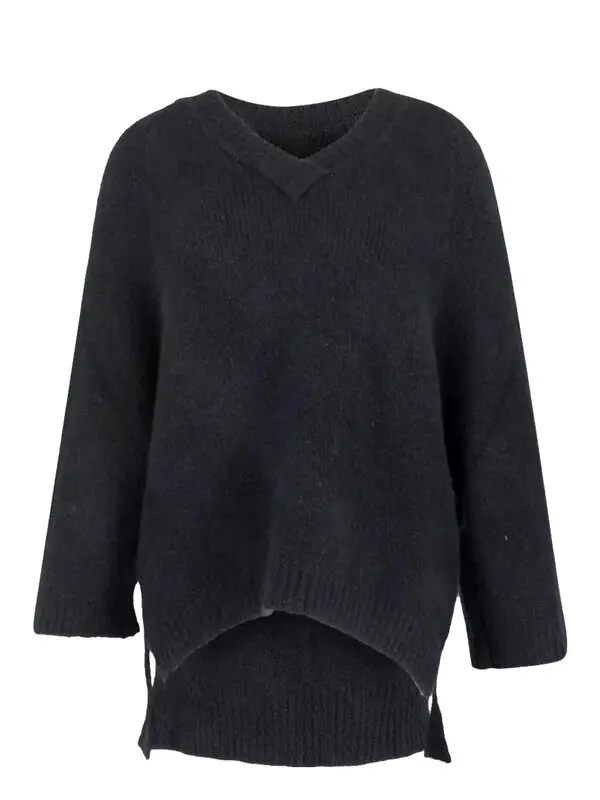Adam Lippes V-neck High-low Hem Sweater - Black