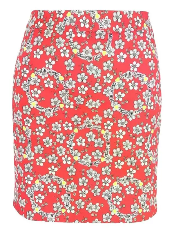 Moschino Mini Floral Print Skirt - Red