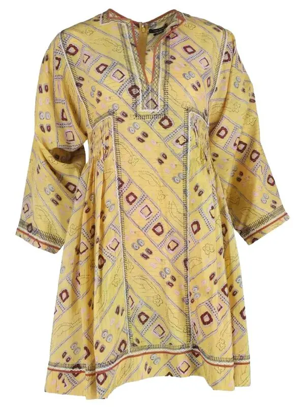 ISABEL MARANT VINTAGE V-neck Mini Dress - Yellow