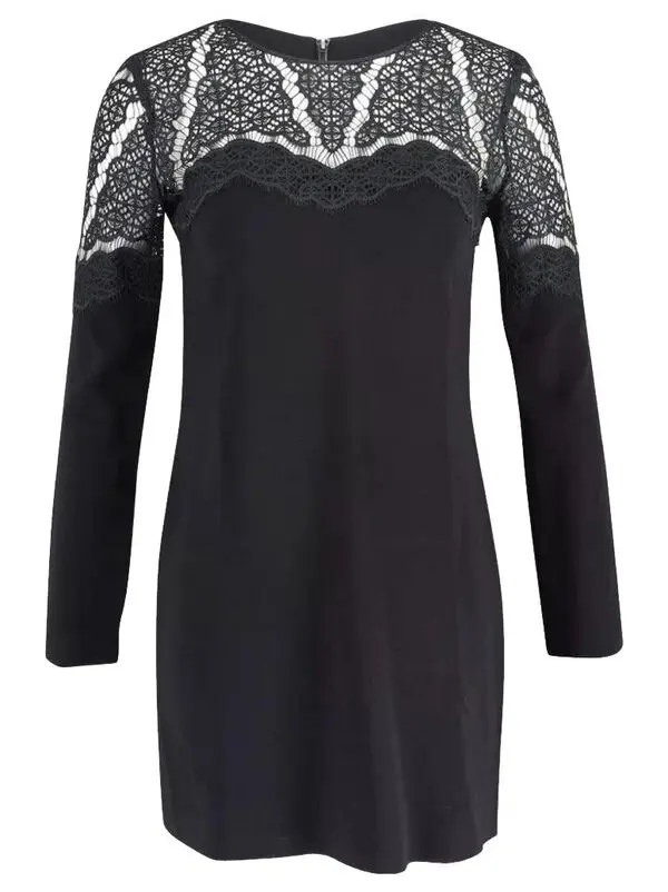 Diane Von Furstenberg Vintage Lace Panel Mini Dress - Black
