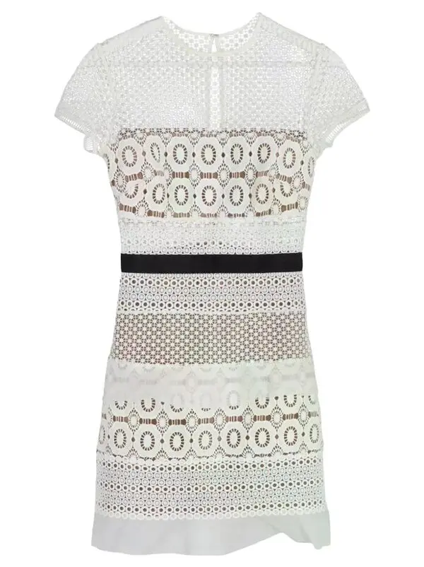 SELF-PORTRAIT Short-sleeve Lace Mini Dress - White