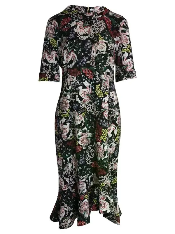 Erdem Lucy Floral Midi Dress - Black