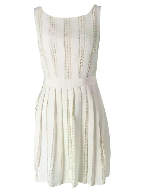 Moschino Broderie-anglaise Pleated Dress - White