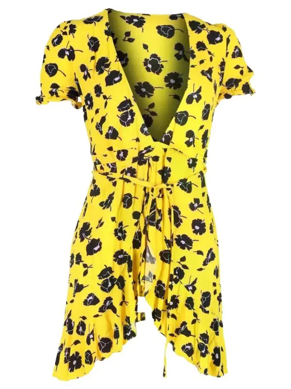Diane Von Furstenberg Floral-print Mini Dress - Yellow
