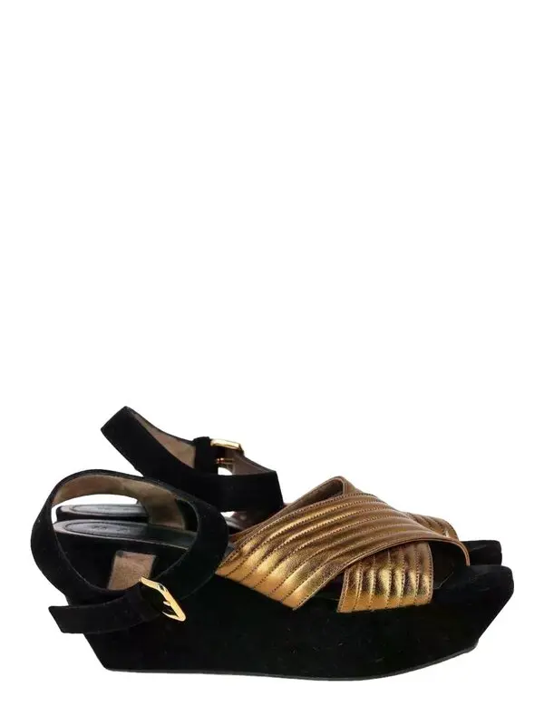 Marni Cross-strap Platform Sandals - Gold