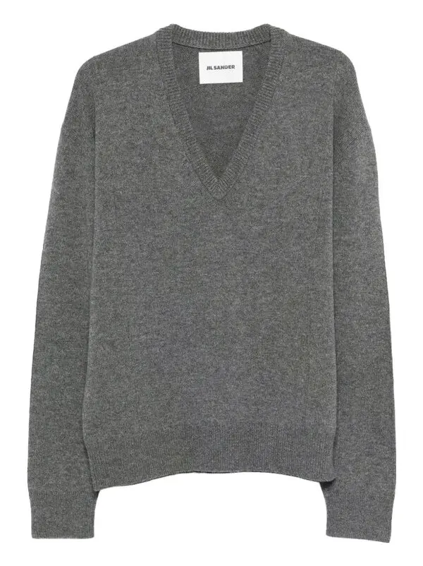 JIL SANDER V-neck Cashmere Sweater - Grey