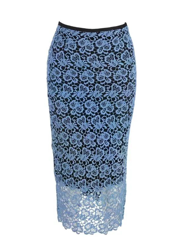 Erdem Lace Zip Midi Skirt - Blue