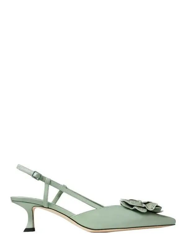 JIMMY CHOO Mimmi 50 Slingback Pumps With Laser-cut Corsage - Green