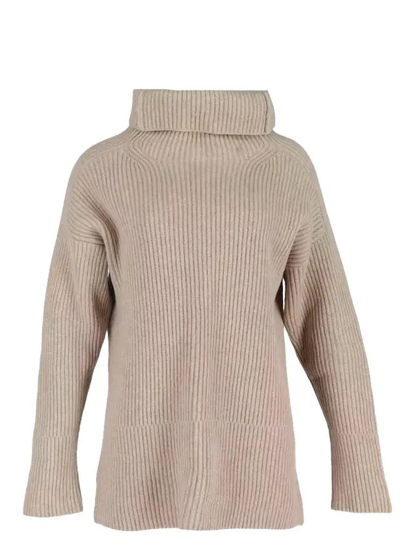 JOSEPH Oversized Ribbed Knit Turtleneck Sweater - Neutrals