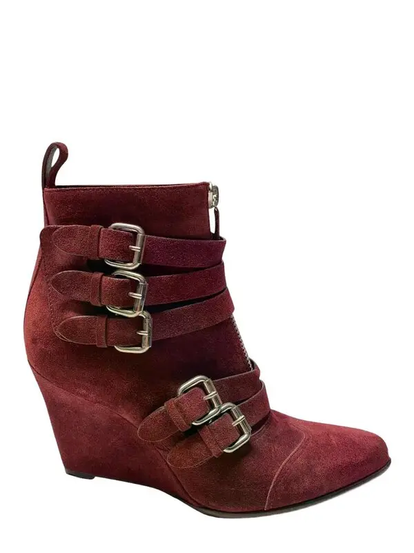 TABITHA SIMMONS Buckled Wedge Boots - Red