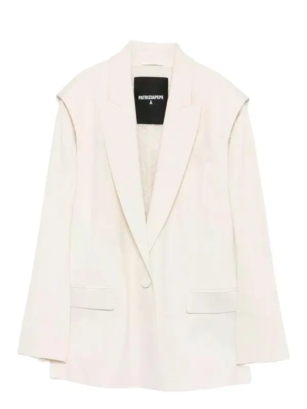 Patrizia Pepe Oversized Blazer With Lace Detail - Neutrals