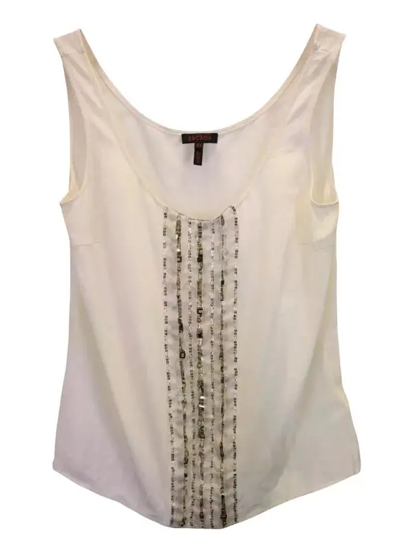 Escada Sleeveless Top With Sequin Embellishments - Neutrals