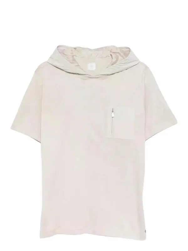 Eleventy Hooded T-shirt With Zipped Pocket - Neutrals