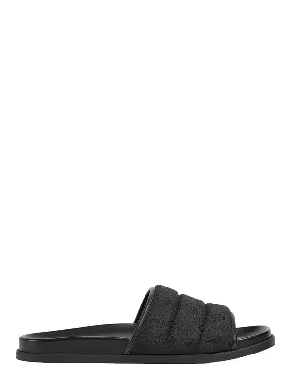 Gucci Signature Gg Canvas Slide Sandal - Black
