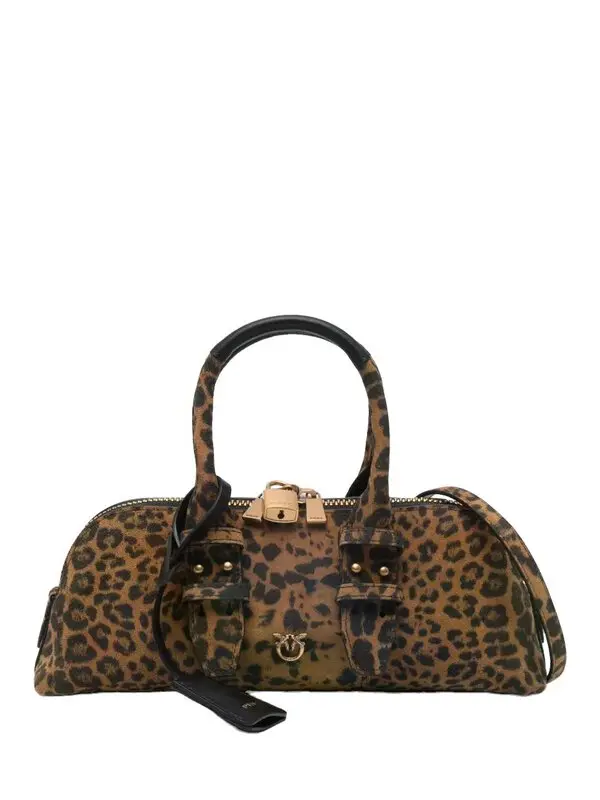 Pinko Leopard Print Padlock Tote Bag - Brown