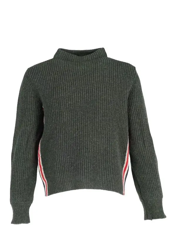 Thom Browne Ribbed-knit Moc-neck Sweater - Green