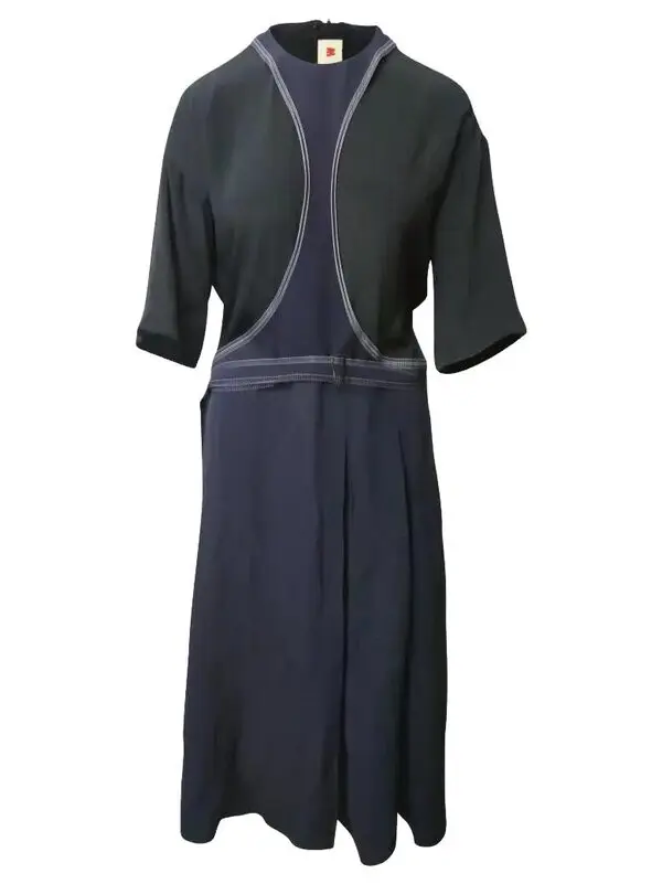 Marni Paneled Midi Dress With Contrast Stitching - Blue