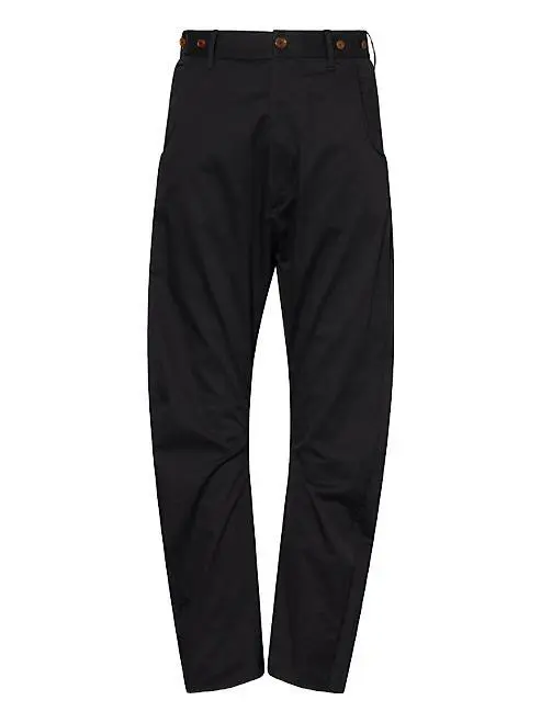 VIVIENNE WESTWOOD Buckle-back Curved-leg Cotton-blend Trousers - Black