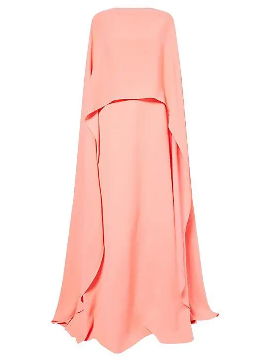 Carolina Herrera Cape-front Caftan Satin Maxi Dress - Sunset