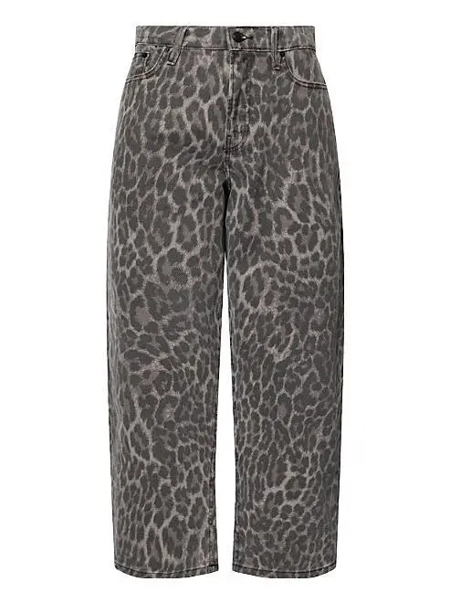 Good American Barrel-leg Denim Jeans - Grey Lucky Leopard
