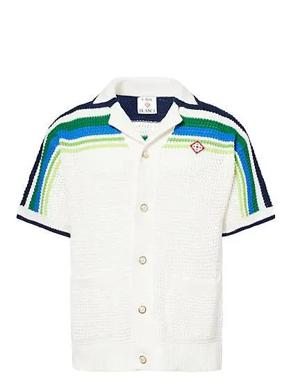 Casablanca Contrast-stripe Cotton-knit Shirt - White