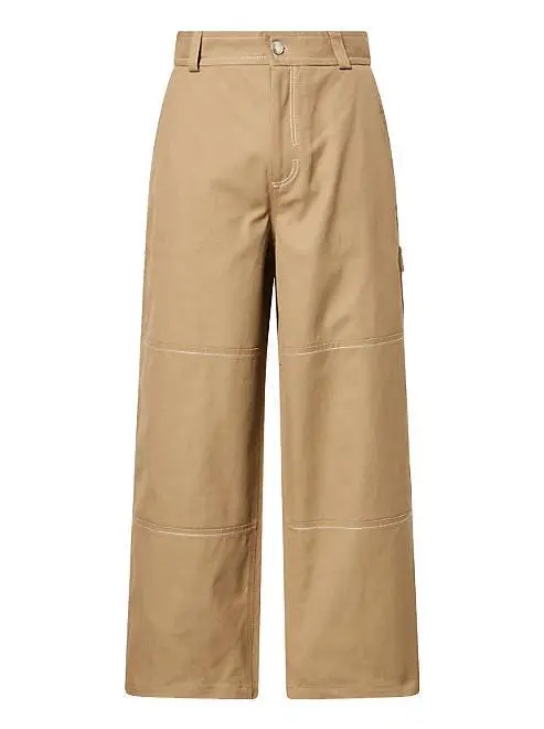Ami Straight-leg Cotton-blend Worker Trousers - Beige Taupe