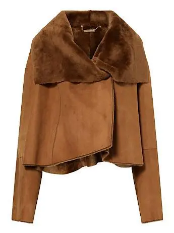 Nour Hammour Draped Shearling Jacket - Marigold
