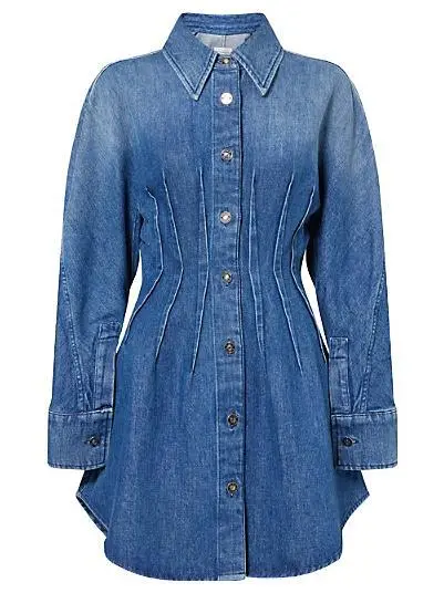 Givenchy Cocoon Long-sleeve Denim Mini Dress - Medium Blue