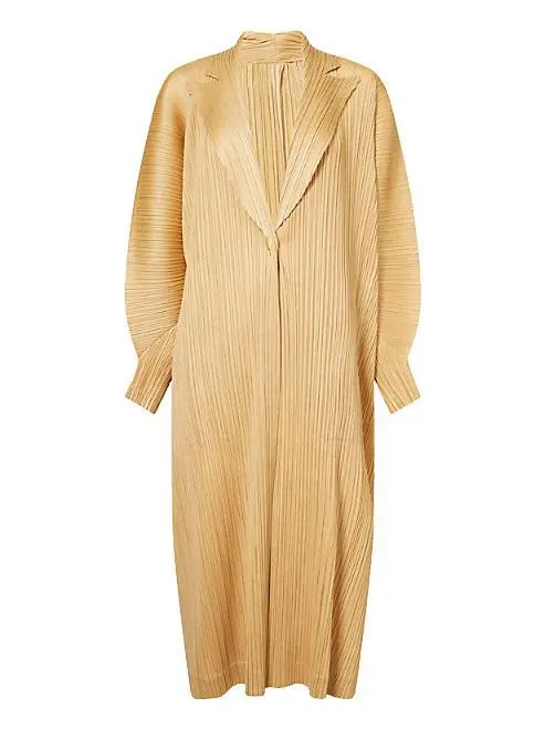 Issey Miyake December Peak-lapel Knit Coat - Yellow Ocher