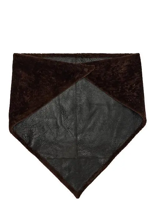 Nour Hammour Draped Shearling Foulard - Dark Brown Boheme