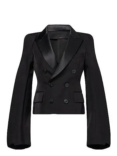 Sacai Peak-lapels Cropped Jacket - Black