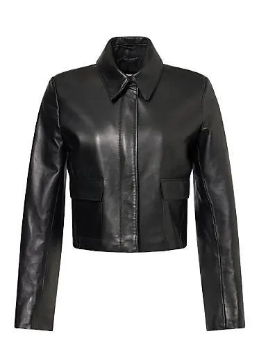 Nour Hammour Fitted Leather Bleezer Jacket - Black