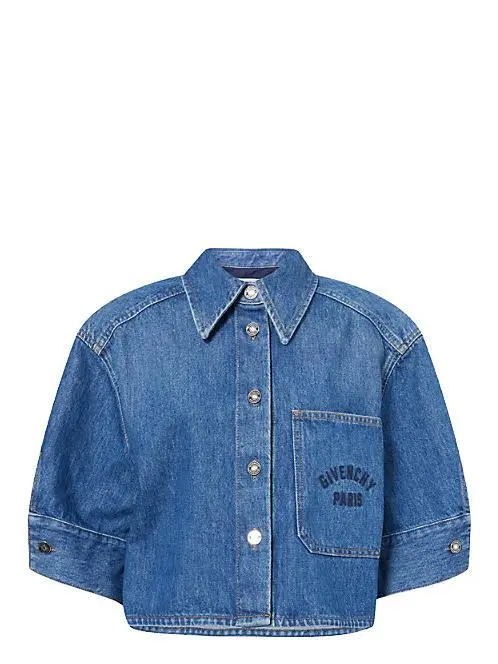 Givenchy Cropped Denim Shirt - Medium Blue
