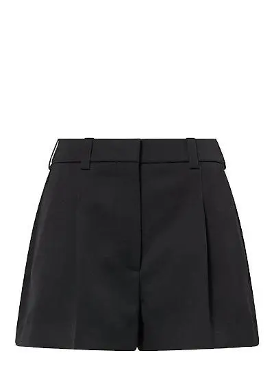 Givenchy Pleated Mid-rise Wool Shorts - Black
