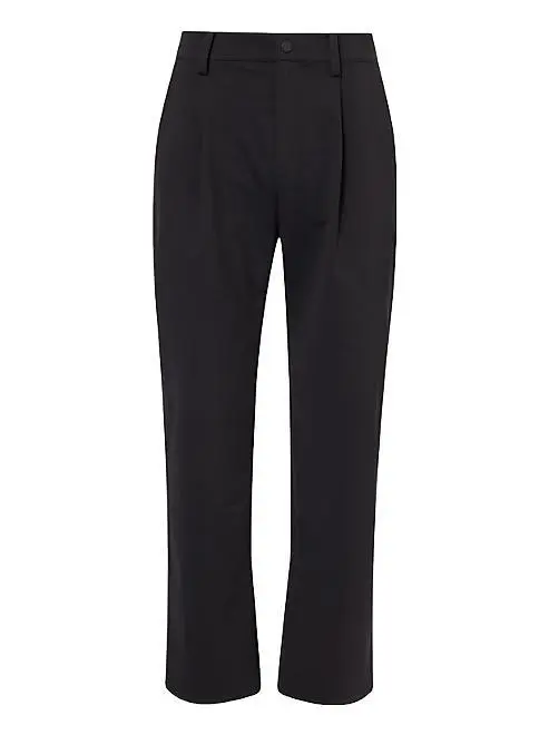 7 For All Mankind Pleated Straight-leg Woven Trousers - Double Knit Black