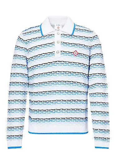 Casablanca Tuck-stitch Cotton-knit Polo Shirt - Blue