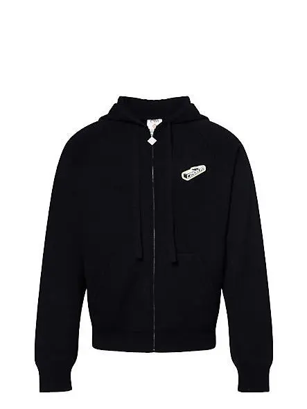 Casablanca Rib-knit Zip-up Wool-blend Hoody - Black