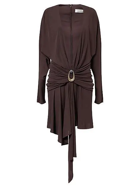 Christopher Esber Embellished Draped-jersey Mini Dress - Umber