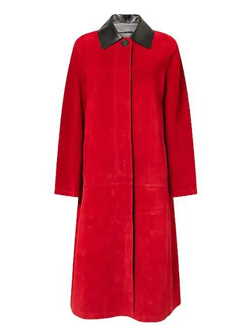 Givenchy Contrast-collar Leather Car Coat - Red