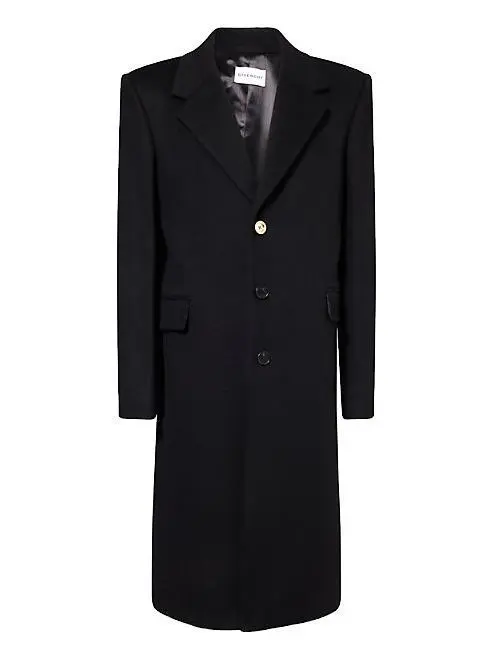 Givenchy Notch-lapels Relaxed-fit Wool And Cashmere Coat - Black