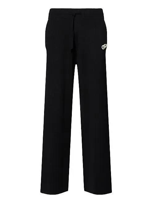 Casablanca Wide-leg Ribbed Wool-blend Trousers - Black