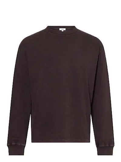 AGOLDE Asha Mock-neck Cotton-jersey Sweatshirt - Mocha (dk Marbled Brown)