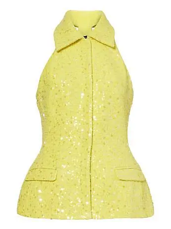David Koma Tailored High-collar Sequinned Vest Top - Yellow
