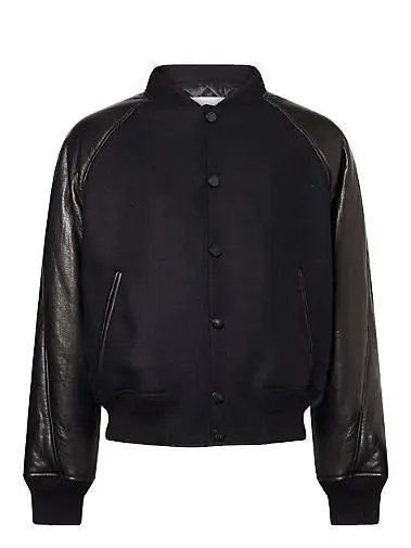 Givenchy Leather-sleeved Padded Wool Jacket - Black